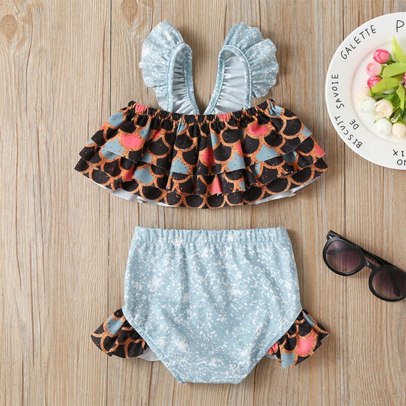 2Pcs Kids Swimsuit Sling Cute Little Fish Scales P... – Grandado