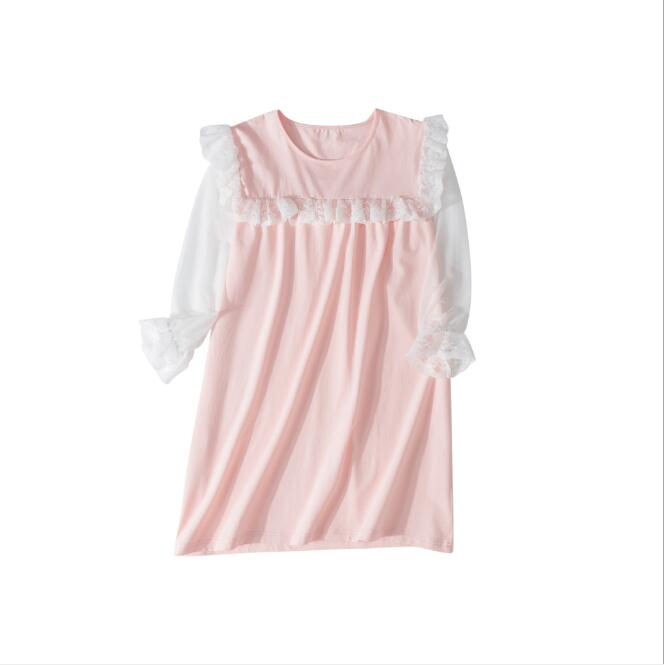 Girls Nightgown Dress Autumn Teen Girl Pink Lace R... – Grandado