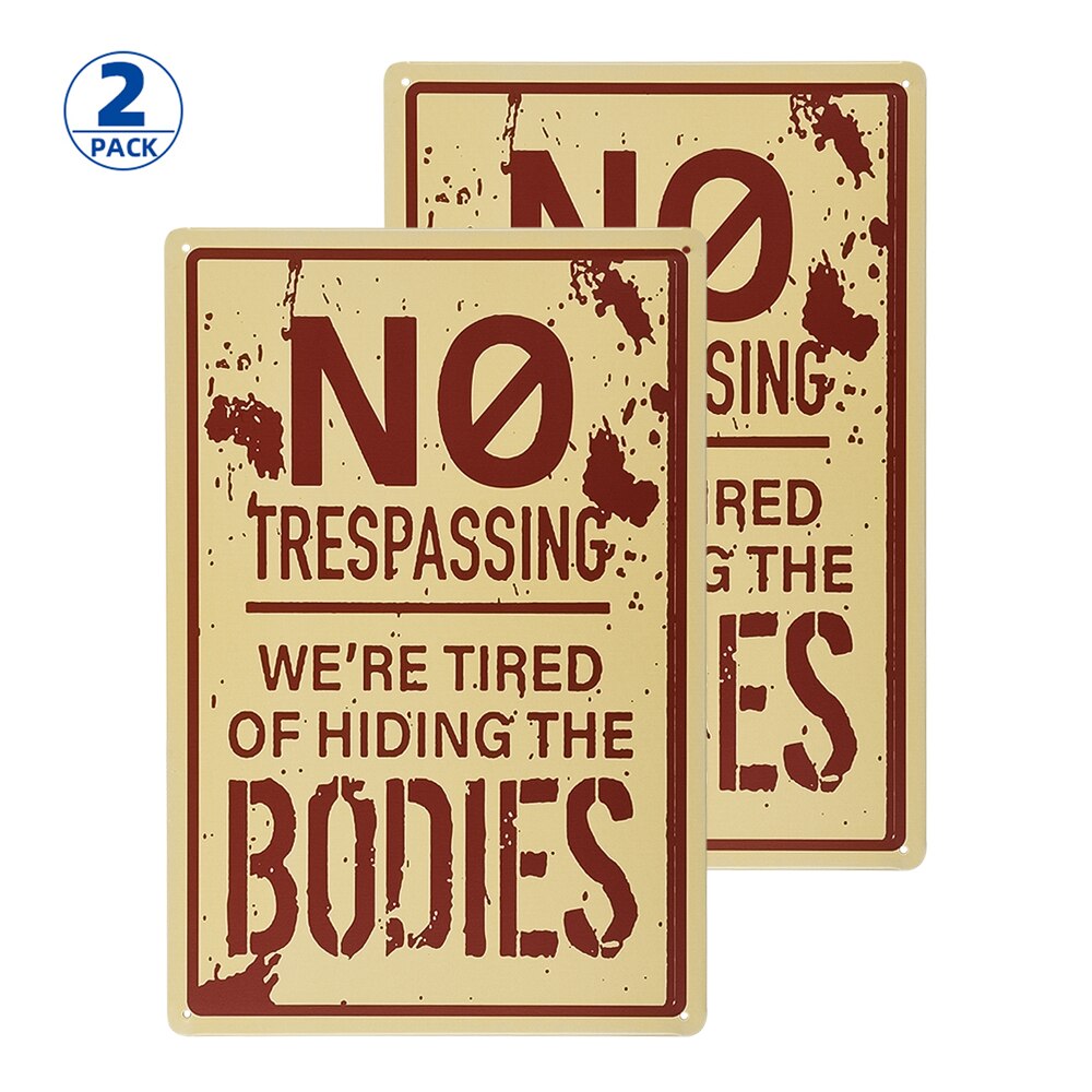 2 Pack Retro Chic Funny Metal Tin Sign No Trespass... – Grandado