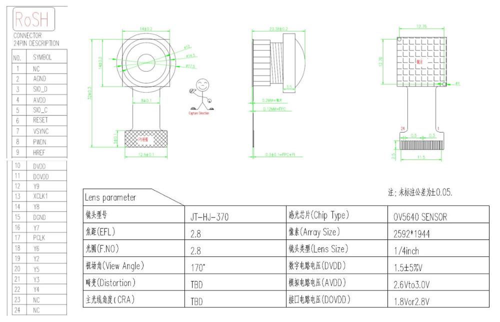 OV5640 170 degree fisheye lens 5 megapixel camera ... – Vicedeal