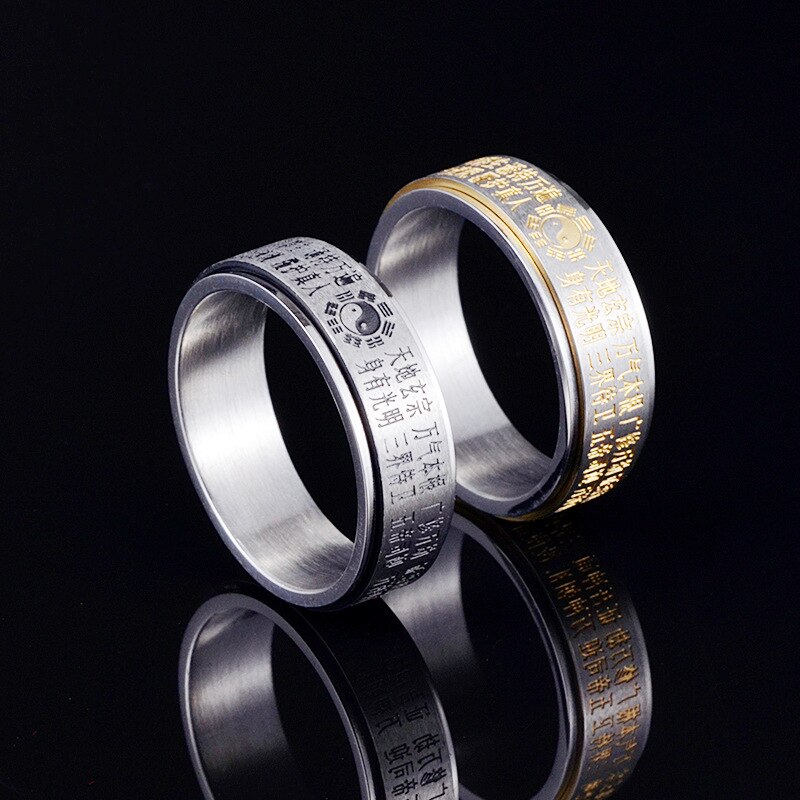 Rotate Freely Chinese Style Men Titanium Steel Tao... – Vicedeal
