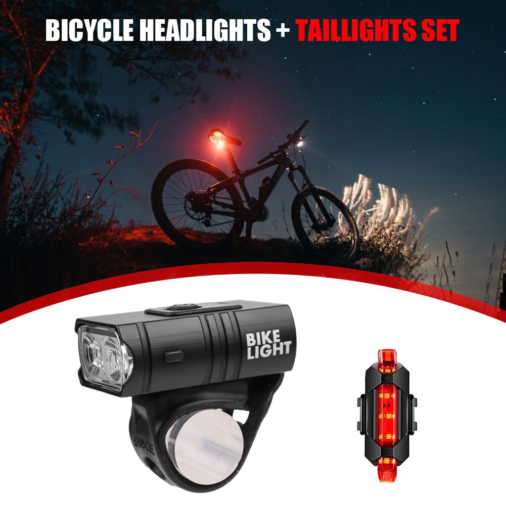 USB Rechargeable Bike Light MTB Bicycle Front Back... – Grandado