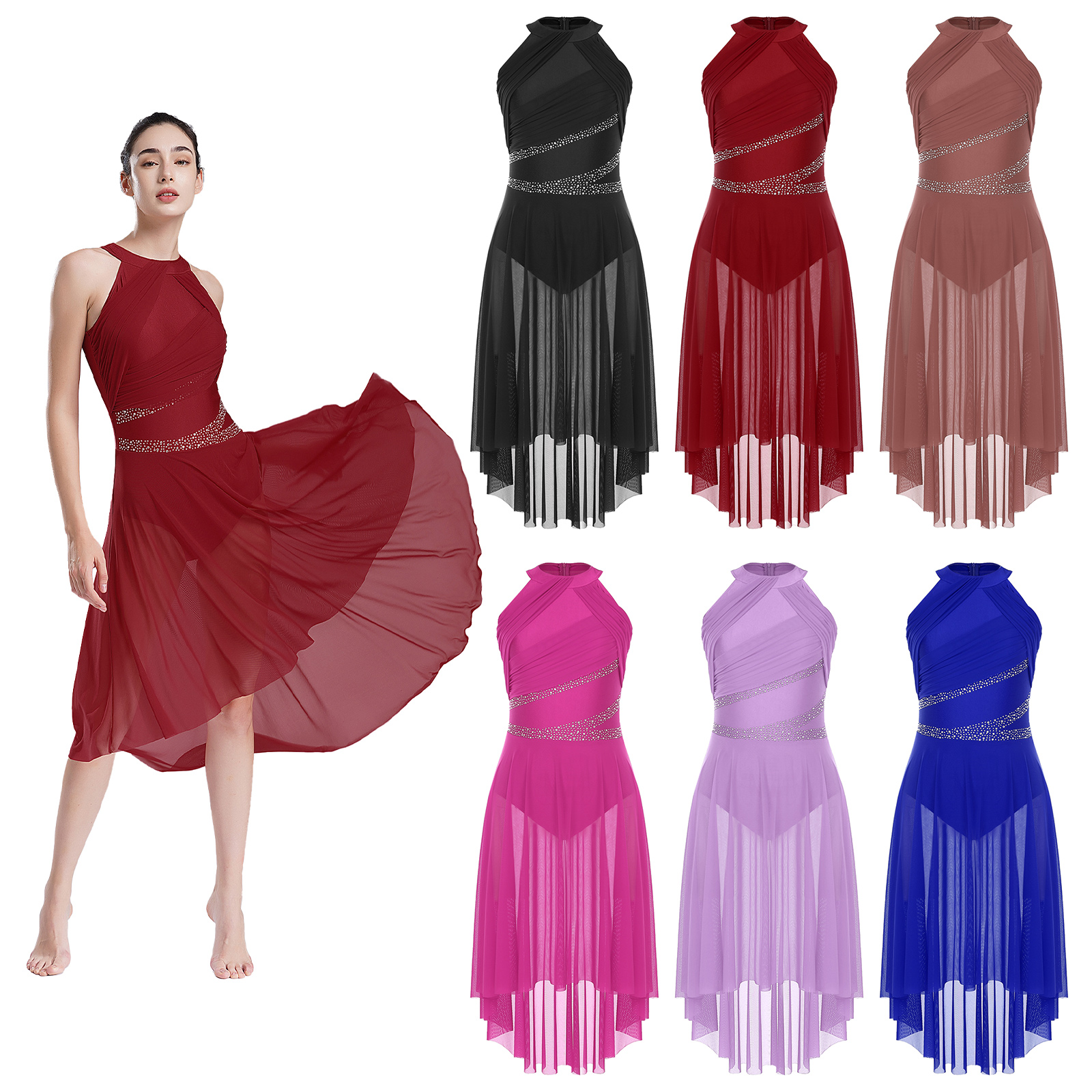 Women's Shiny Halter Lyrical Dance Dress Cocktail ... – Grandado