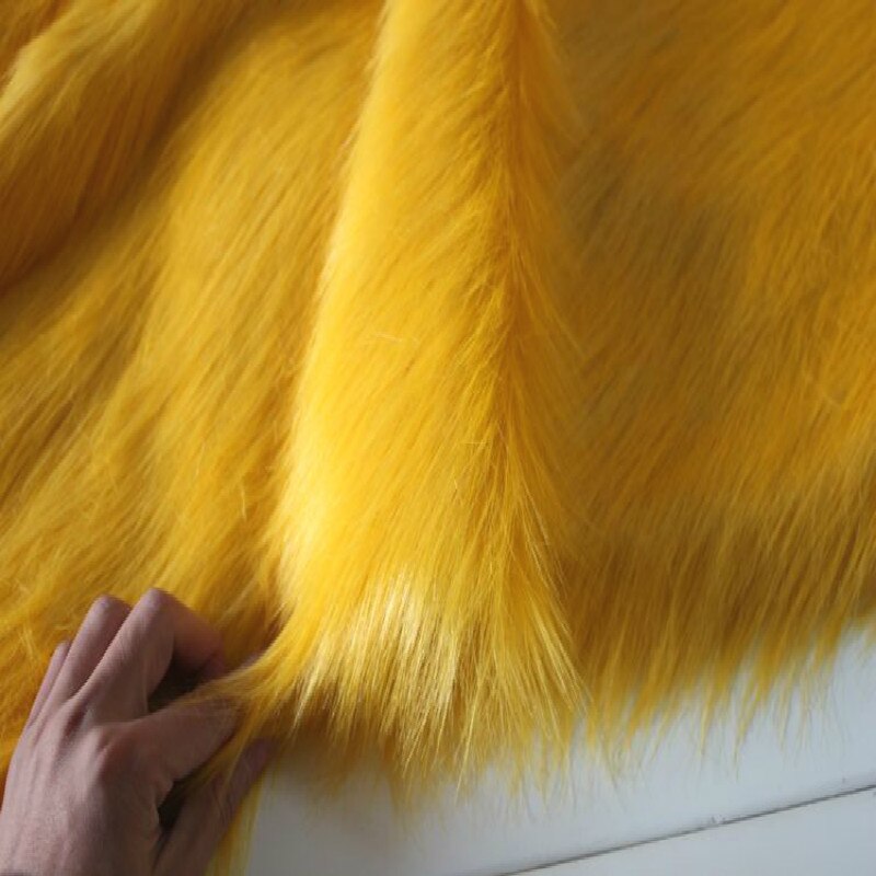 Golden yellow 9cm long plush fur fabric cabinet ta... – Grandado