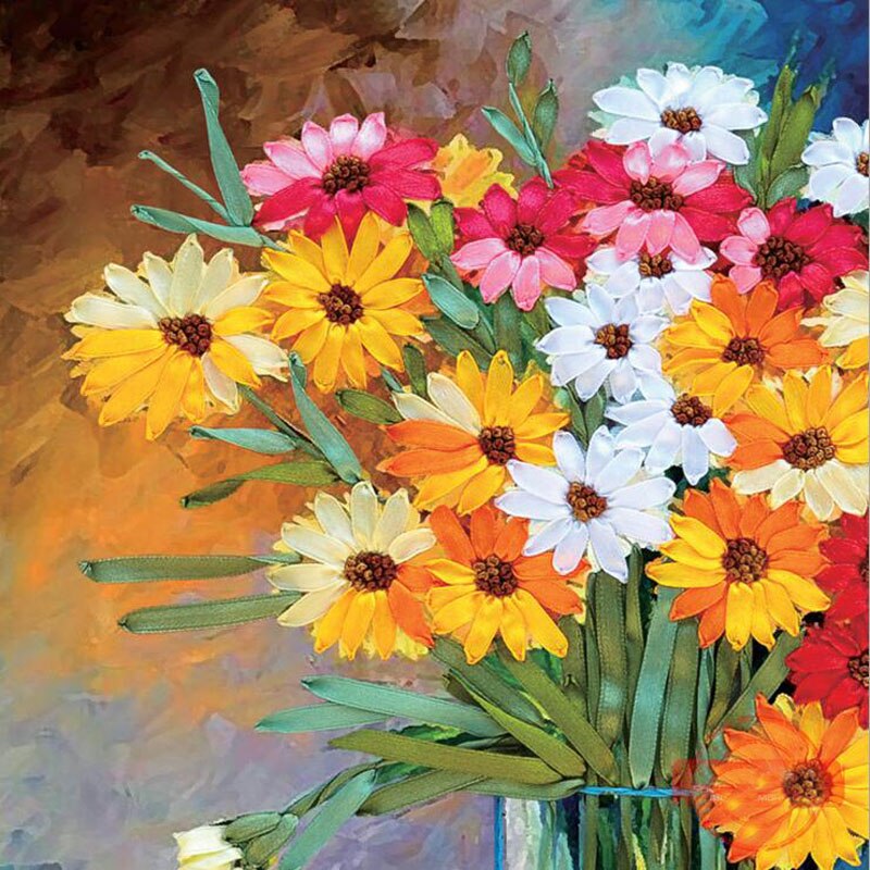 3D DIY Ribbon Embroidery Cross Stitch Pastoral Col... – Grandado