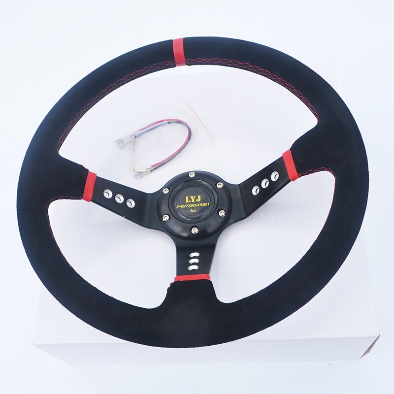 350mm Deep Dish Red Stitch Car Steering Wheel 6 Ho... – Grandado