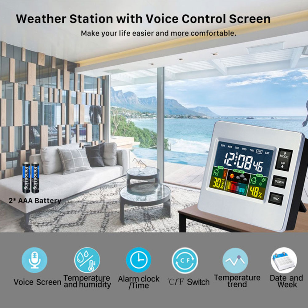 Nashone spraakgestuurd weerstation lcd kleurensche... – Grandado