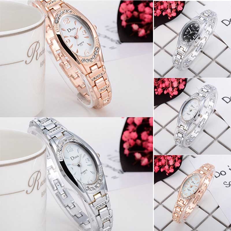 Oval Small Dial Watches For Women Rhinestone Brace... – Grandado