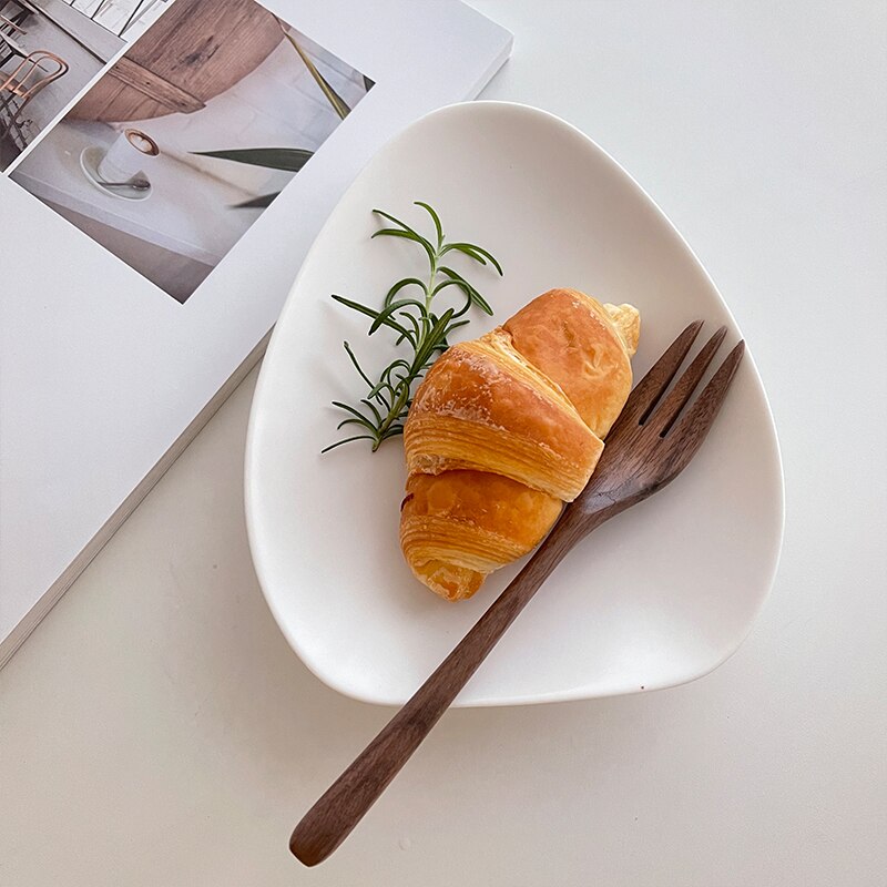 White Matte Triangle Plate Dessert Plate Coffee Sh... – Grandado