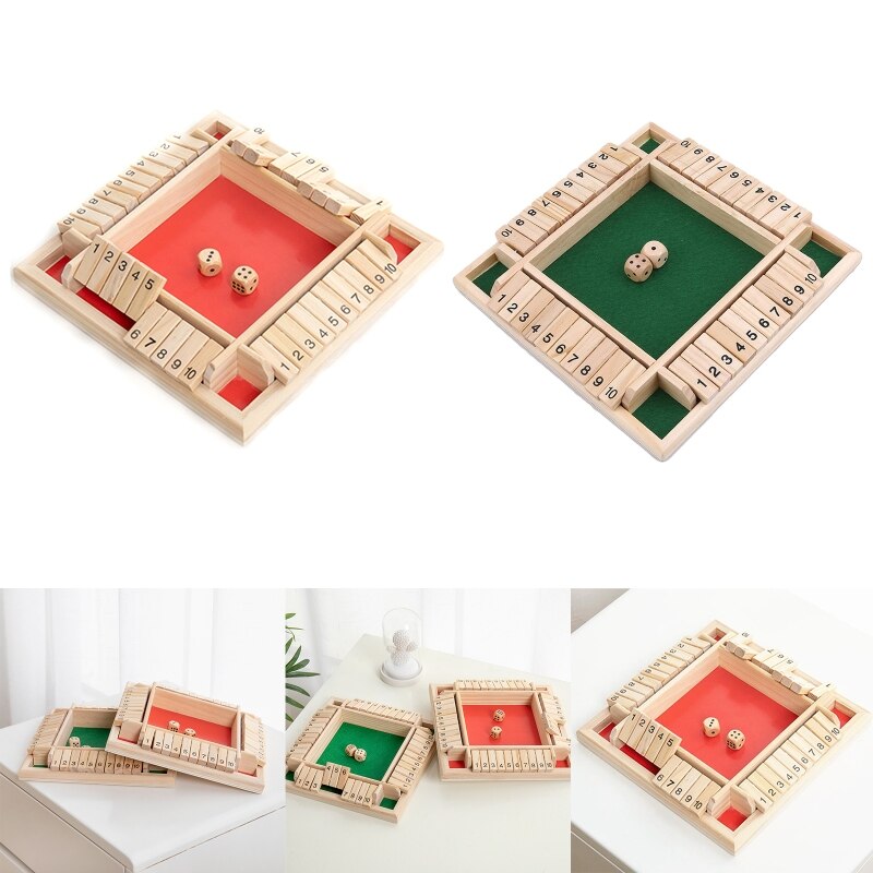 4 Player Shut The Box Wooden Table Board Game Fami... – Grandado