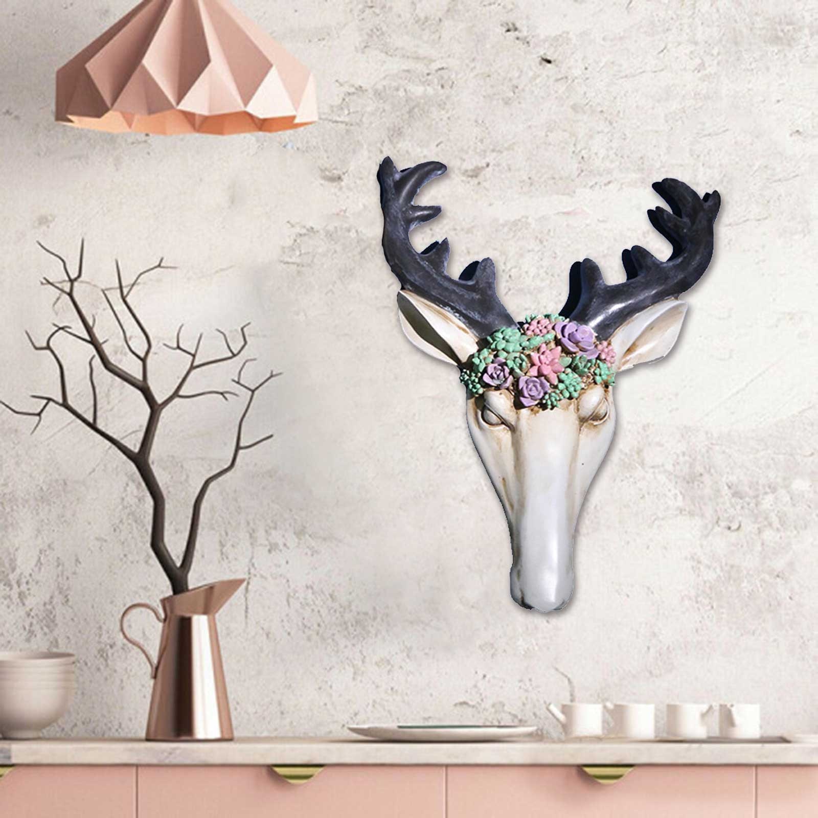 40# Deer Head Wall Decor Antler Resin Wall Hanging... – Grandado