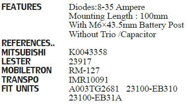 HNROCK ALTERNATOR RECTIFIER 1260GB00 K0043358 2391... – Grandado
