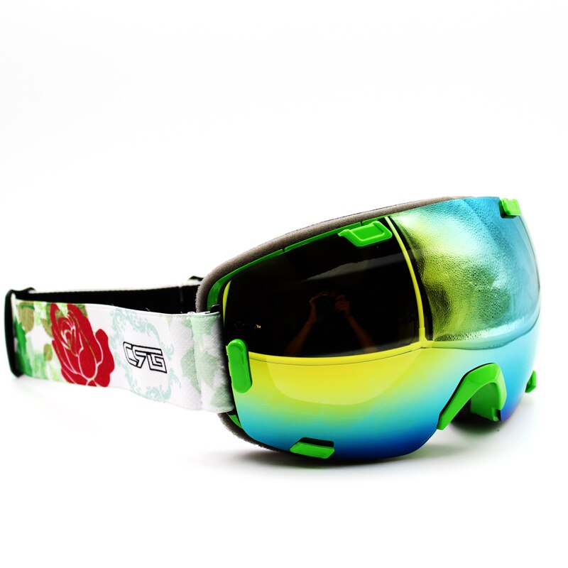 Floral Band Green Frame Brand Ski Goggles UV400 An... – Vicedeal