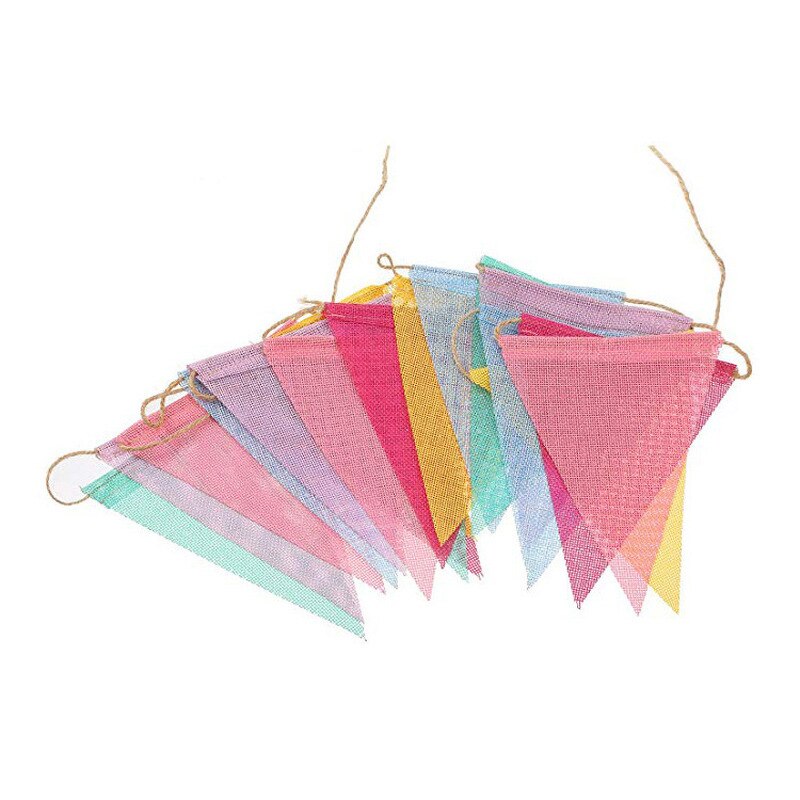 Multicolored Burlap Bunting Banner Pastel Fabric T... – Vicedeal
