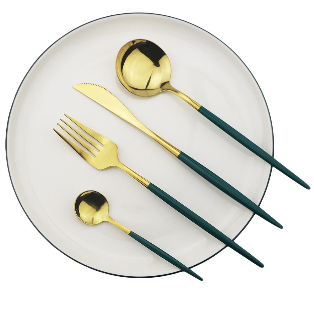 20 st färgglada bestick set guld bestick set desse... – Grandado