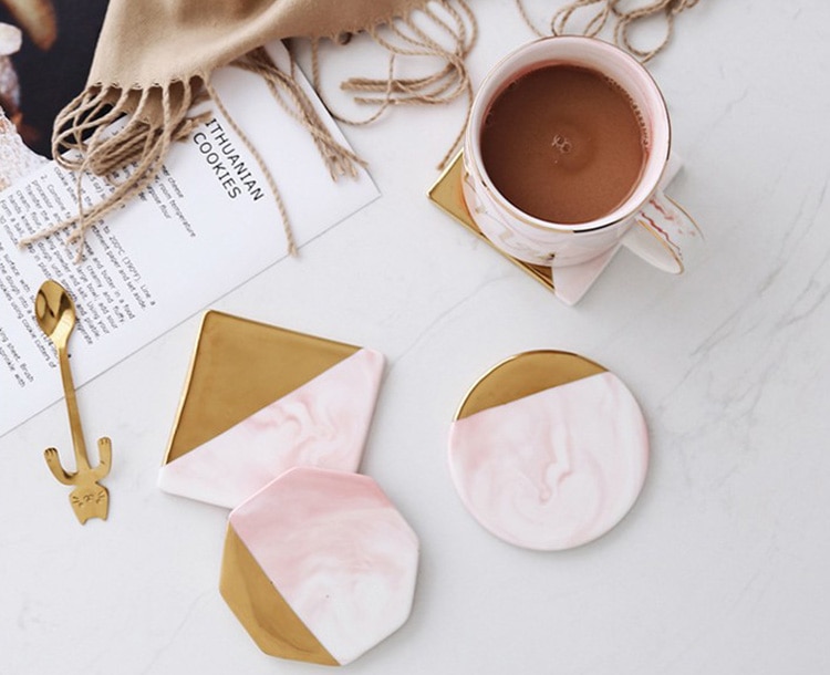 Marble Coaster Ceramic Coaster Tea Coaster Round T... – Vicedeal