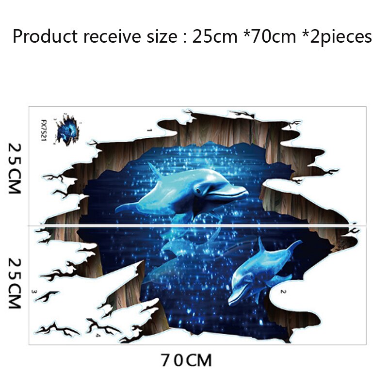 3D Dark Blue Dream Dolphin Floor Sticker Bathroom ... – Grandado