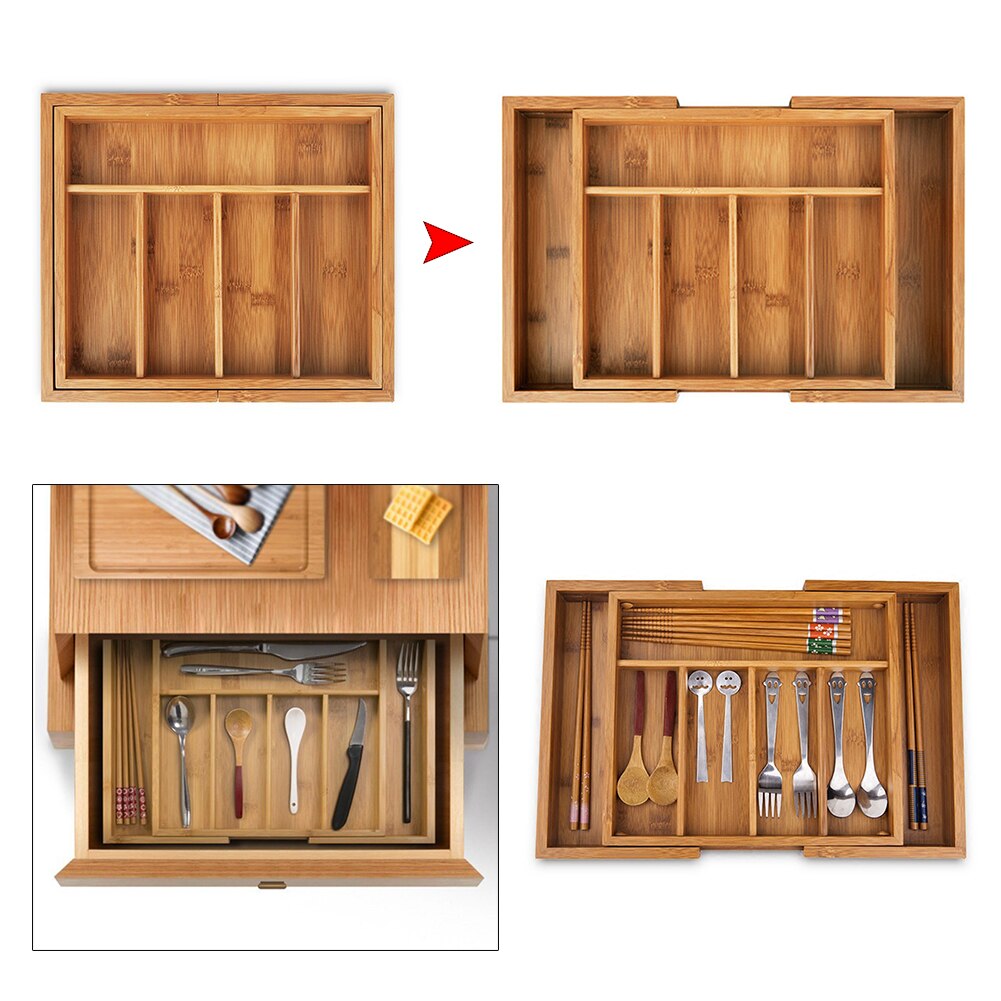 Bamboo Expandable Tray Drawer Organizer Cutlery St... – Vicedeal