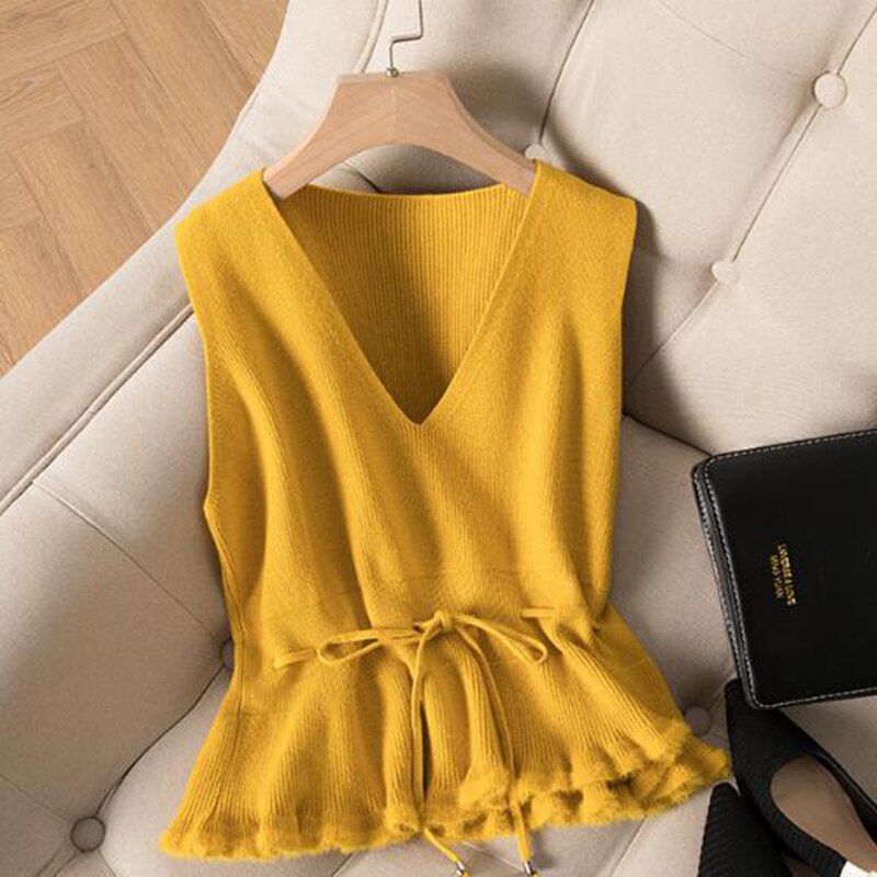 Spring Autumn Women Gilet Cashmere V-neck Pullover... – Grandado