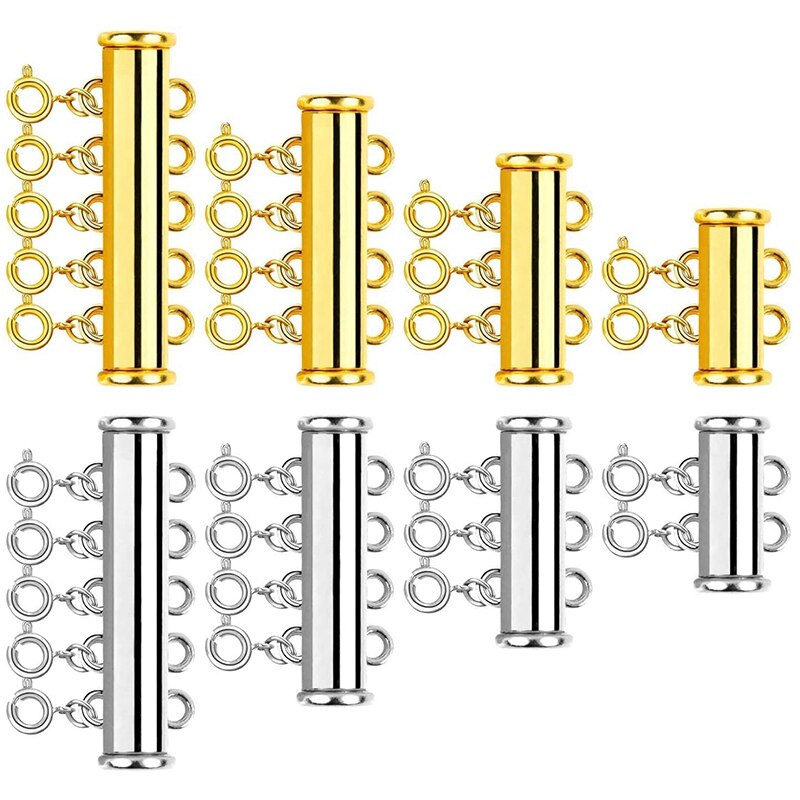 8 Pieces 4 Sizes Slide Clasp Lock Necklace Connect... – Grandado