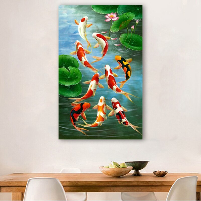 5D Art Diamond Painting Round Full Diamond Koi Car... – Grandado