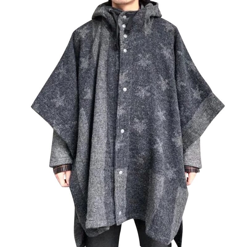 Men Cloak Coats Hooded Solid Color Cape Poncho Loo... – Grandado