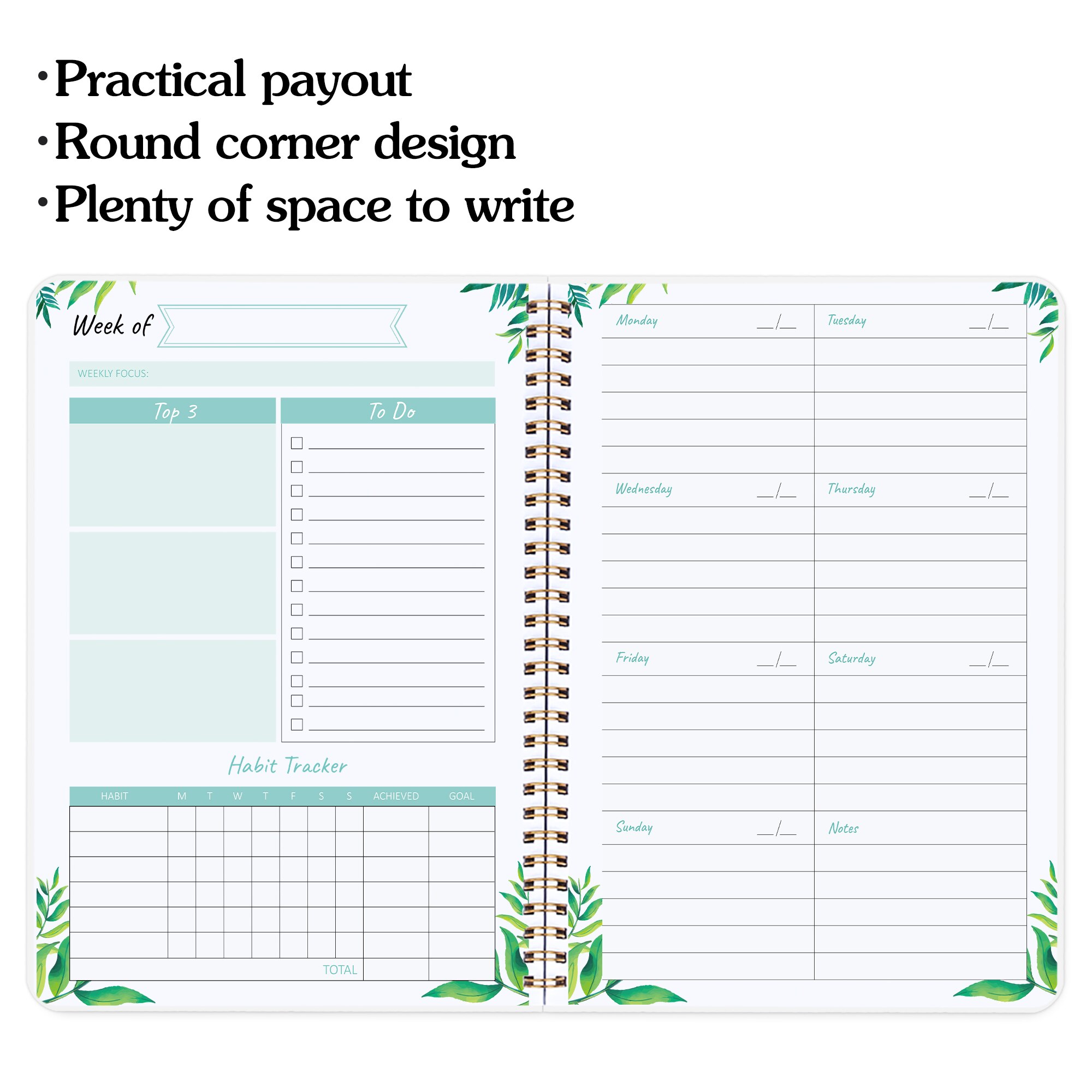 Planeador diario semanal sin fecha, Agenda espiral... – Grandado