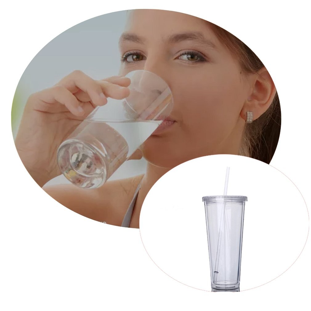 Double-layer plastic anti-scalding hand straw cup ... – Grandado