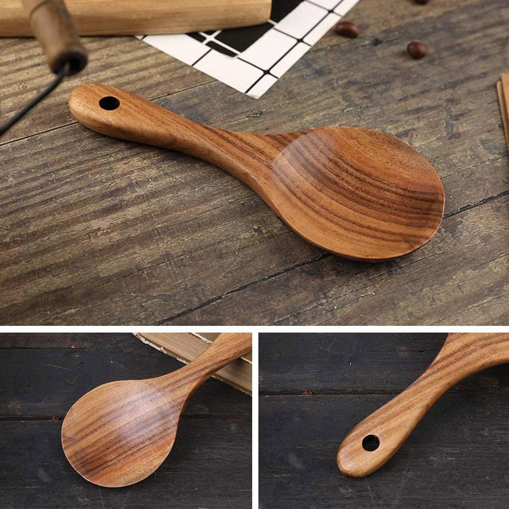 1pc Teak Wood Rice Spoon Rice Paddle Scoop Wooden ... – Vicedeal