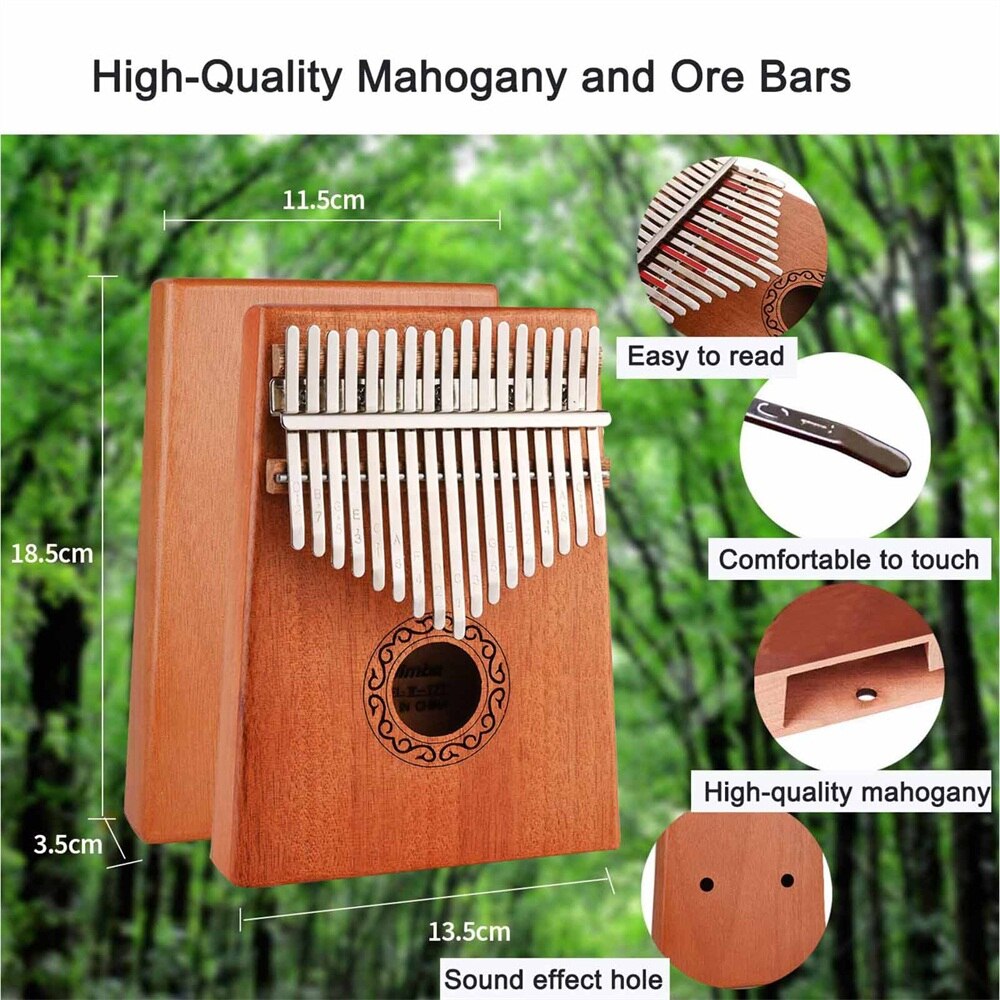 17 Keys Thumb Piano Wood Mahogany Mbira Body Music... – Grandado