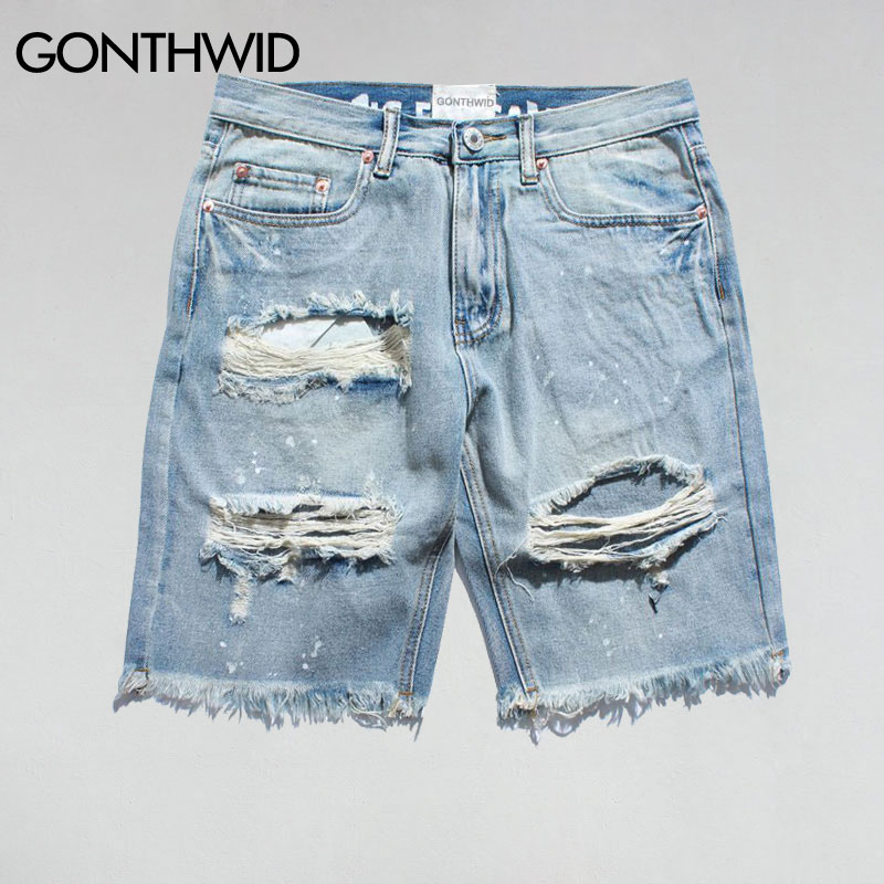 GONTHWID Pantalones Cortos Vaqueros Rotos Desgast Grandado