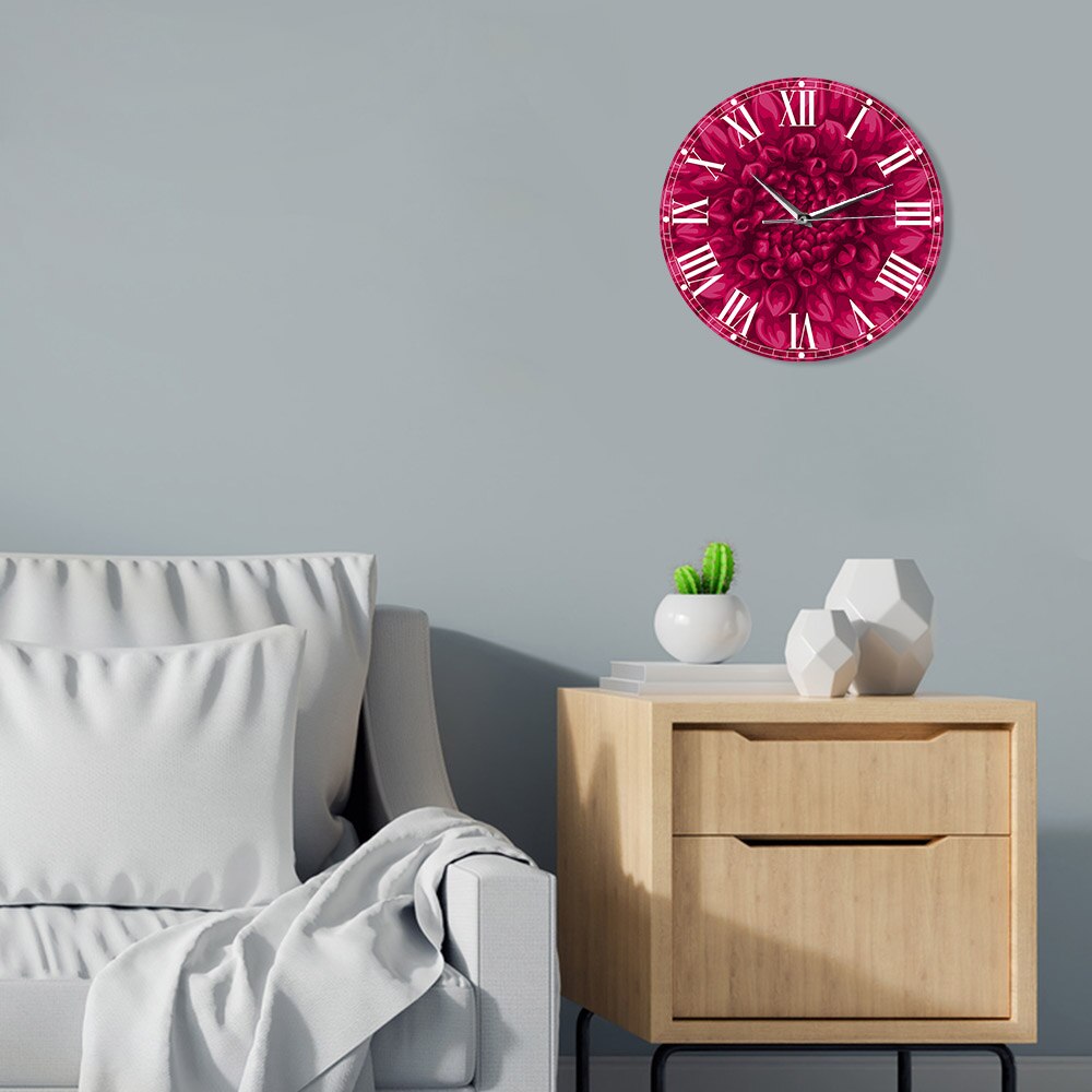 Flower Printed Clocks Modern Beautiful Pink Dahlia... – Grandado
