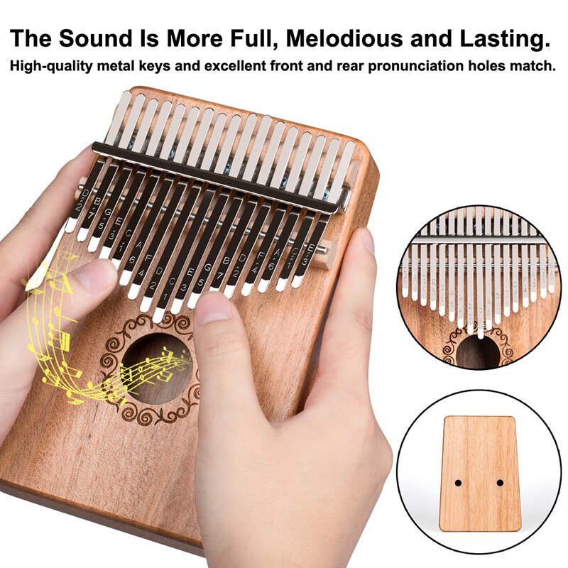Kalimba 17 Keys Thumb Piano Wood Mahogany Mbira Bo... – Grandado