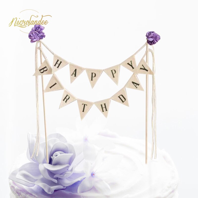 Banderín NICROLANDEE Topper para tarta de feliz cu... – Grandado