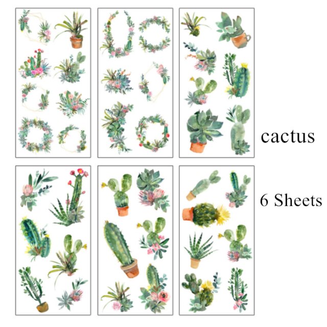 6PCS Scrapbook vintage stickers cute plant sticker... – Grandado
