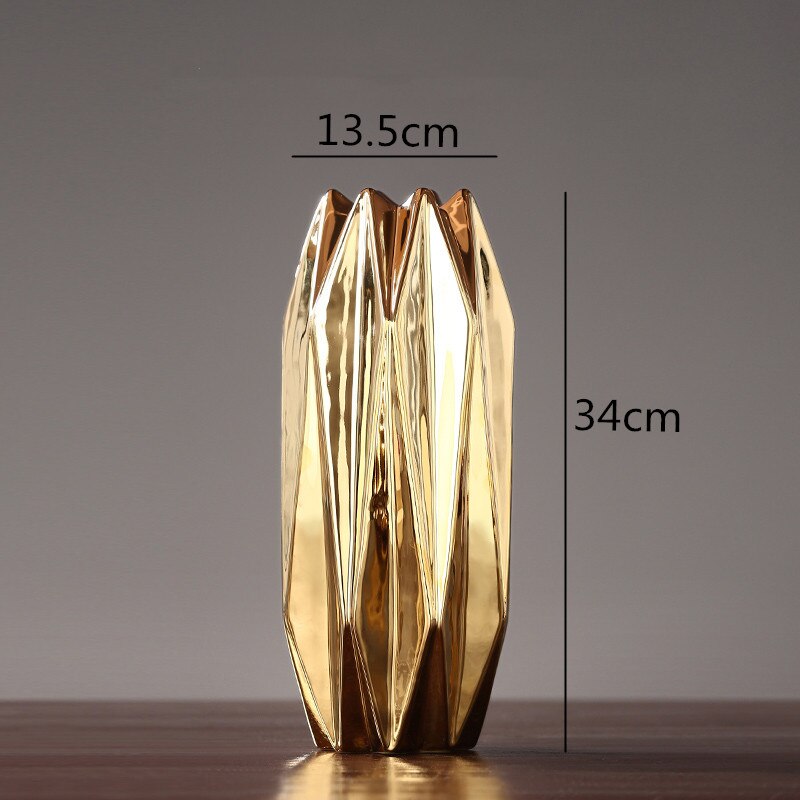 Nordic Gold geometric ceramics vase Fold Golden va... – Grandado