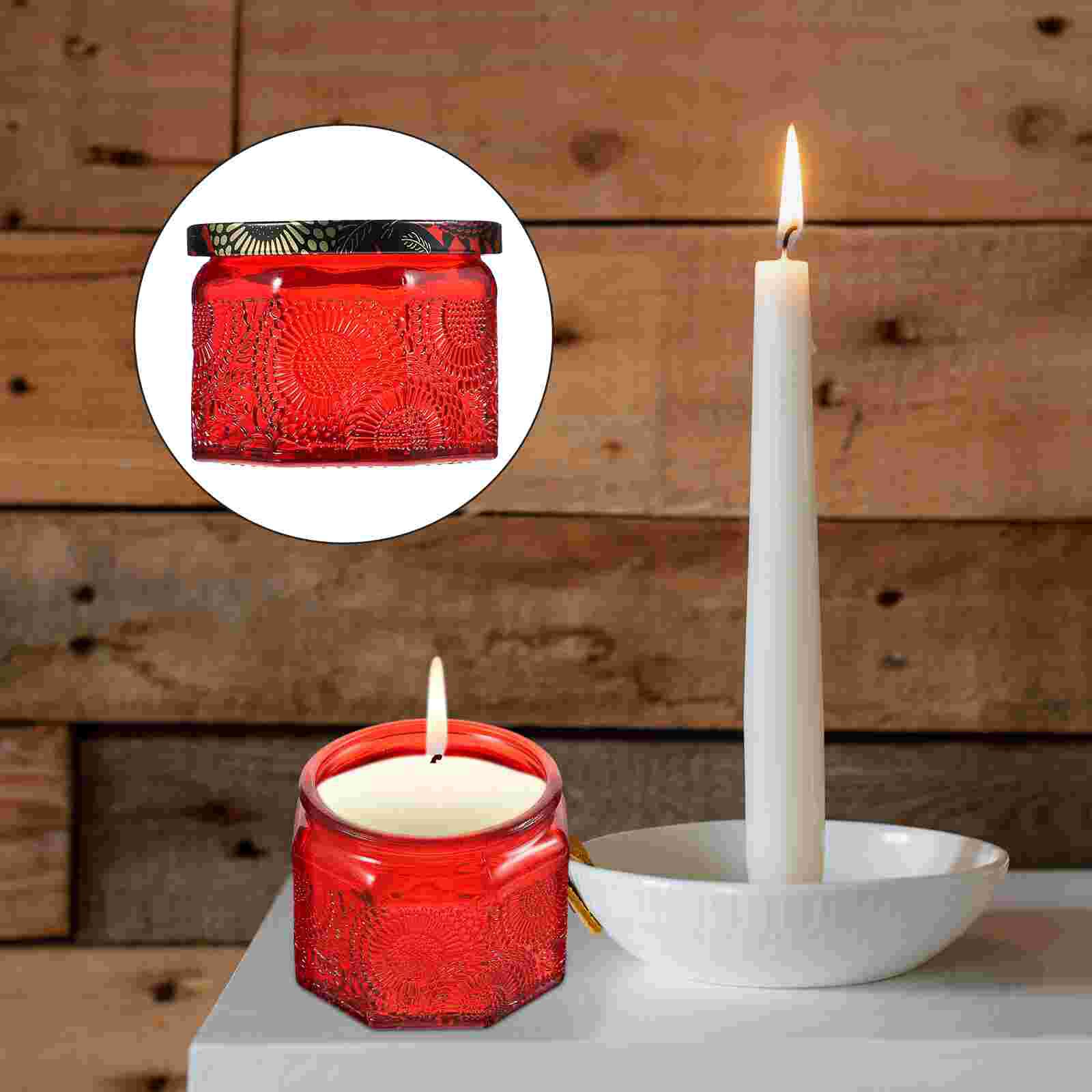 14pcs Embossed Glass Candle Jars Container with Li... – Grandado