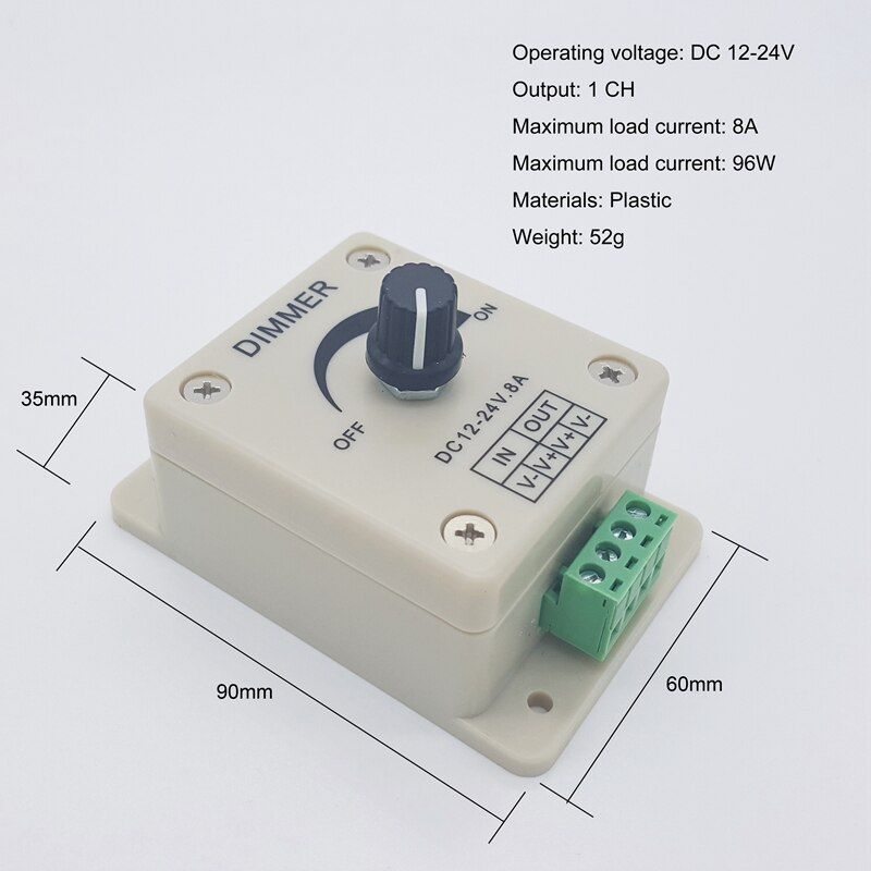 Arrvial 12V 24V Led Dimmer 8A Voltage Regulator Ve... – Grandado