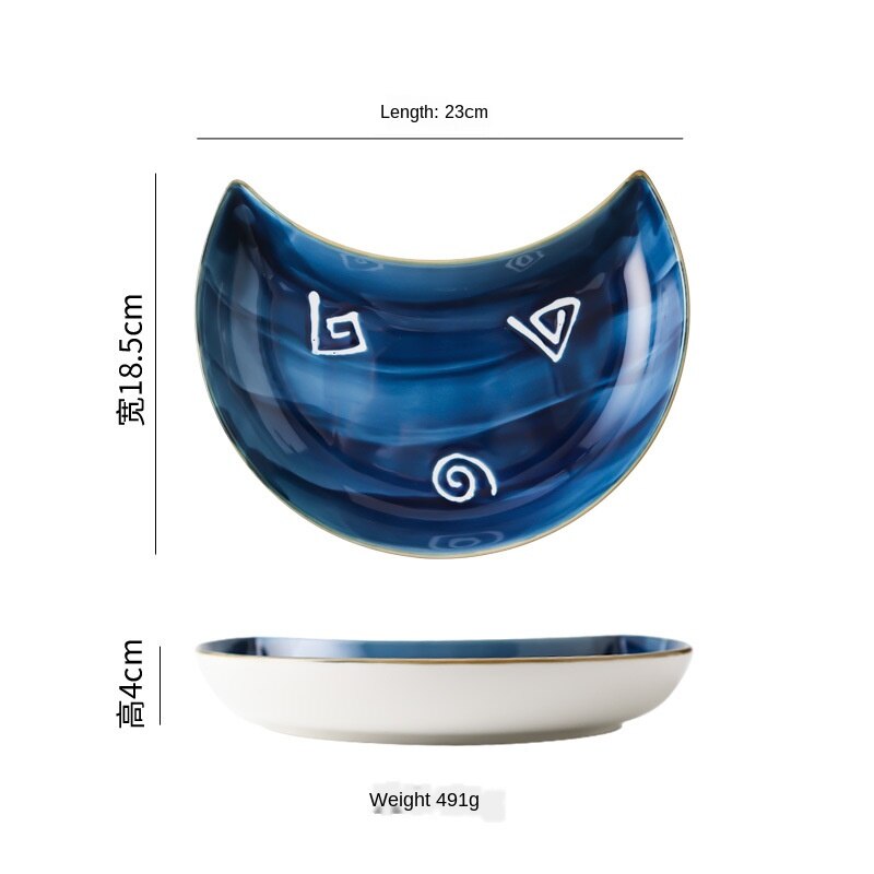 Ceramic Hand-painted Dinner Plate Moon Willow Leav... – Vicedeal