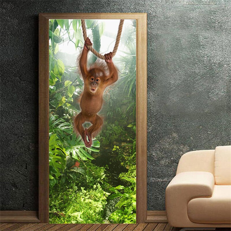 Door Sticker Simple Monkey Living Room Bedroom Hom... – Grandado