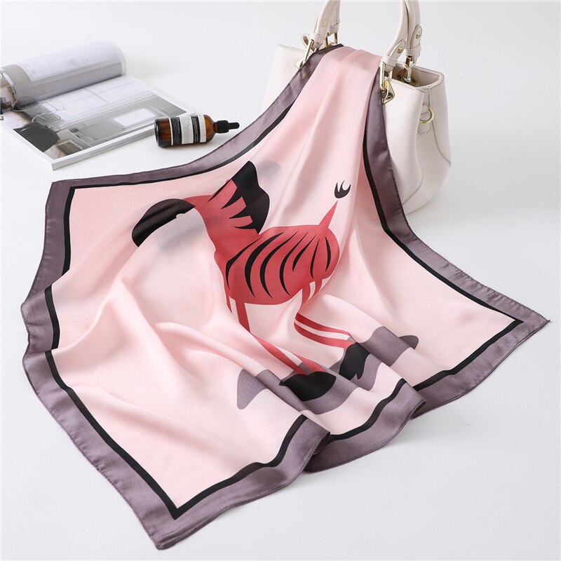 Lady Silk Hair Scarf Cute Animal Print Square Wome... – Grandado