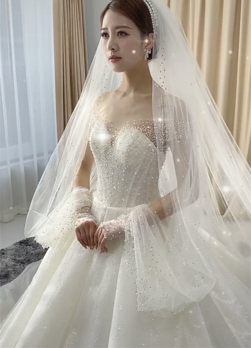 Cathedral Wedding Veils with Comb Crystals Pearls ... – Grandado