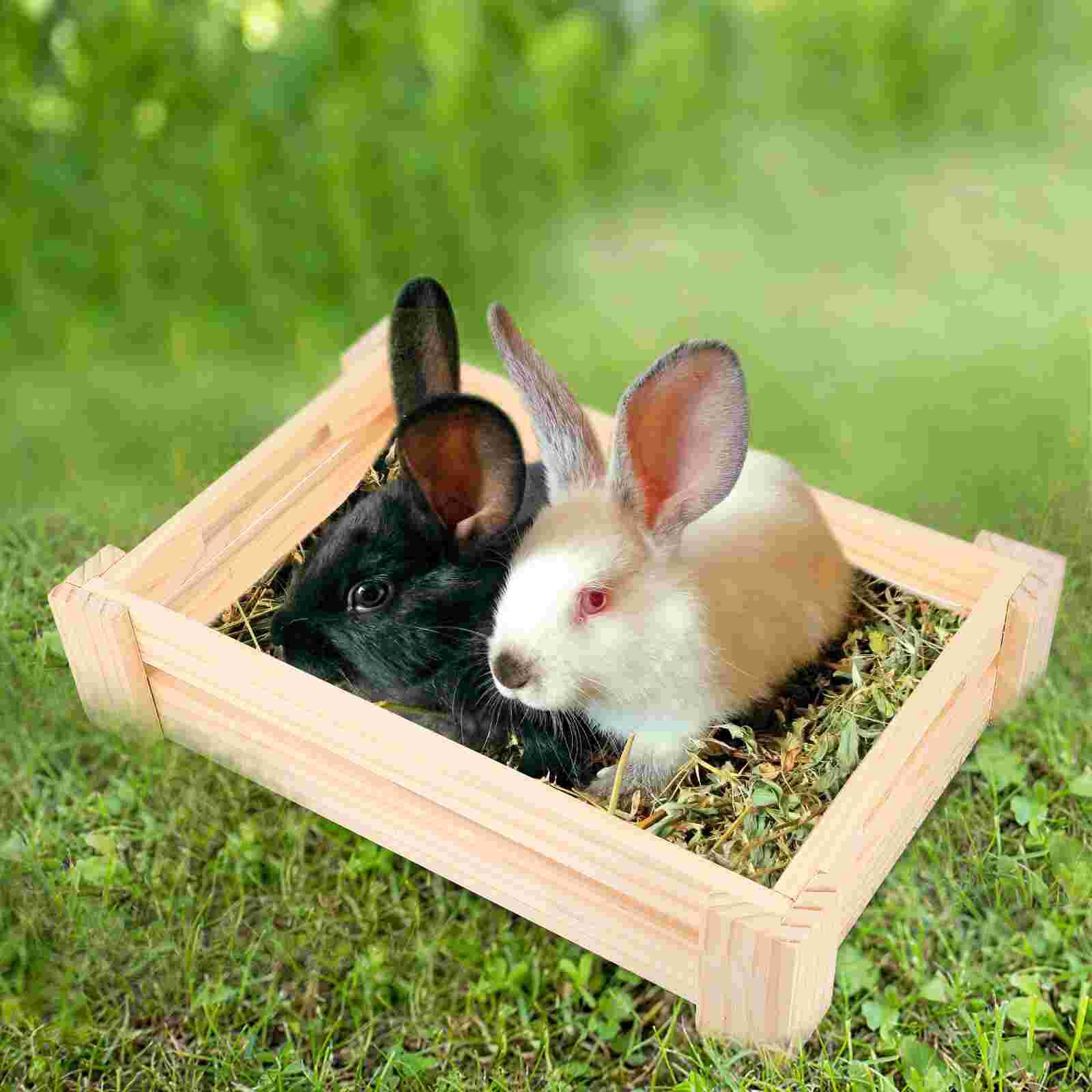 Rabbit Hay Feeder Rack Small Animals Nest Wooden B... – Vicedeal