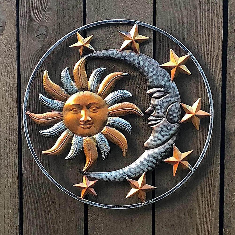 Metal Sun Moon Wall Sculpture Celestial Icons of A... – Grandado
