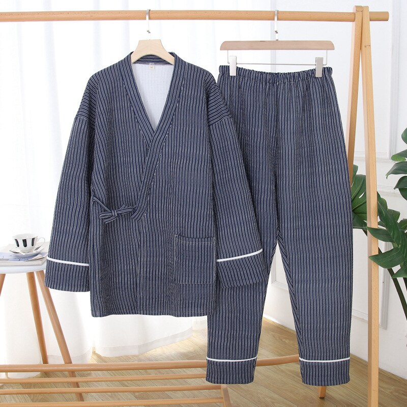 Autumn Winter Japanese Couple Kimono Pajamas Men 1... – Vicedeal
