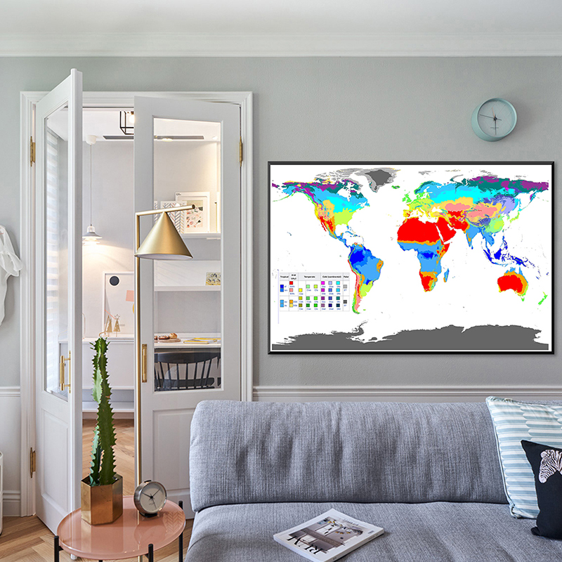 90*60cm Climate Map of The World Wall Poster Smell... – Grandado