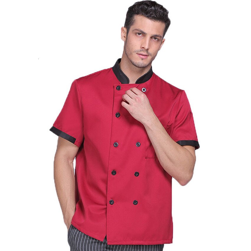 Summer Men Shirt Food Service Chef Uniform Short S... – Grandado