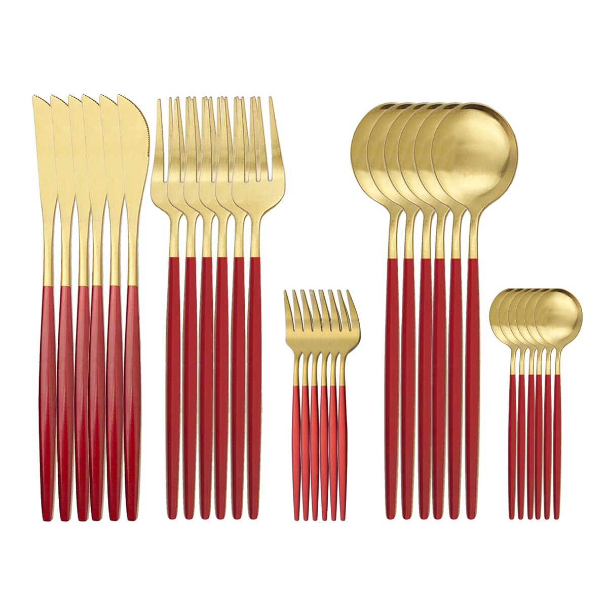 30Pcs Matte White Gold Tableware Set Stainless Ste... – Vicedeal