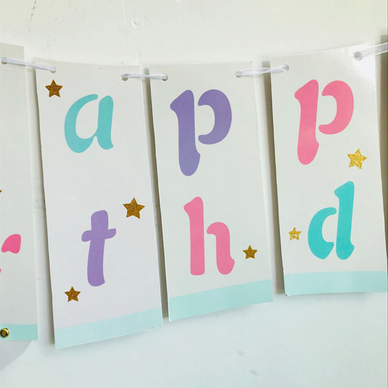 Cartoon Unicorn Happy Birthday Banner Letter Thick... – Grandado