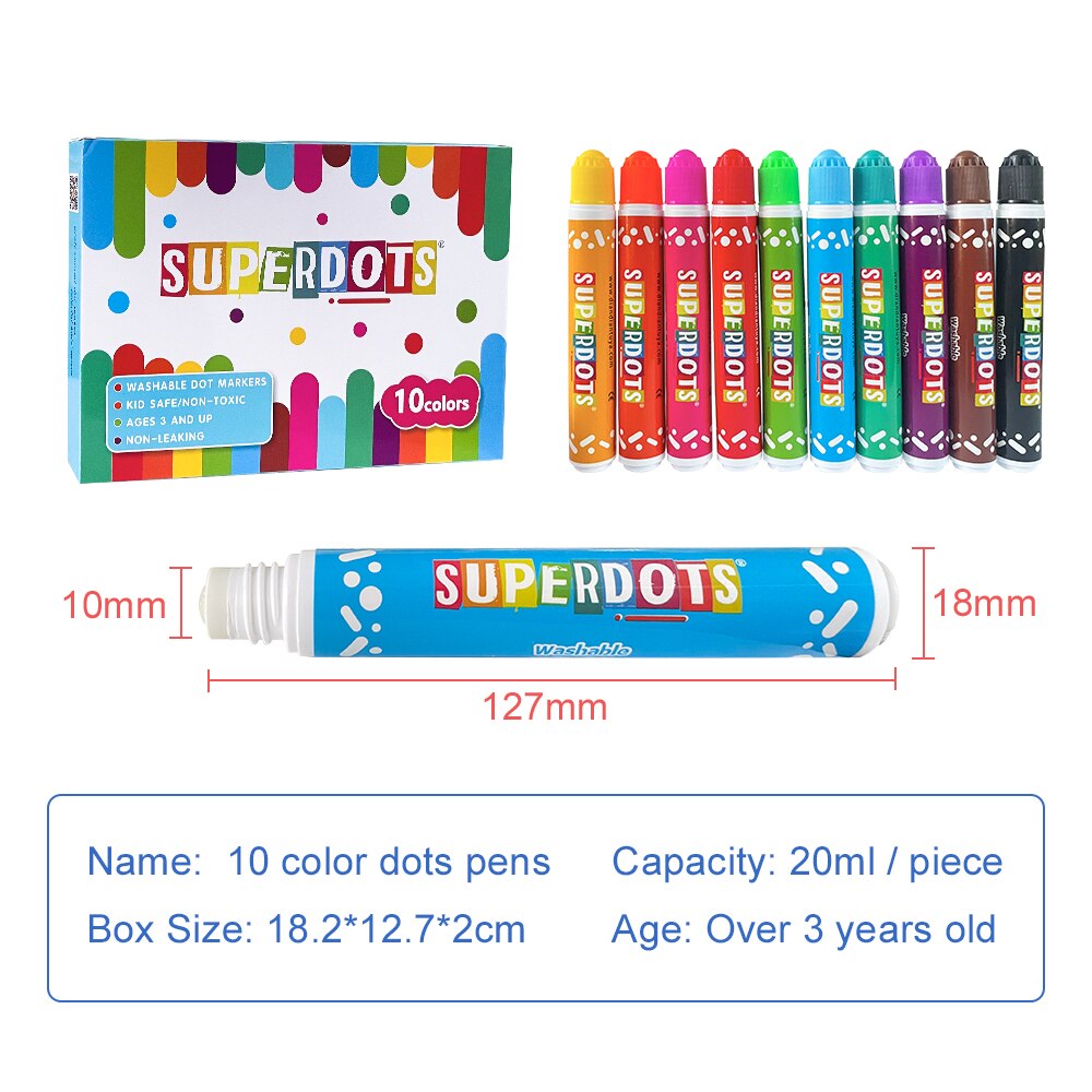 10 Color SUPER DOTS Doodle Graffiti Pen for Toddle... – Grandado